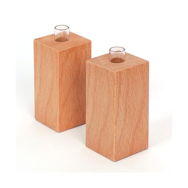 サイズ 榊立て本体:高さ7.5cm*3.6センチ ブナの木 ；　ガラス管:高さ7.5cm直径1.2cm ガラス お届け時に箱から出してすぐにお祀り頂ける完成品。 ※写真にイメージで榊などの付属はありません  厳選ブナ材 榊立て本体は高級ブナ...