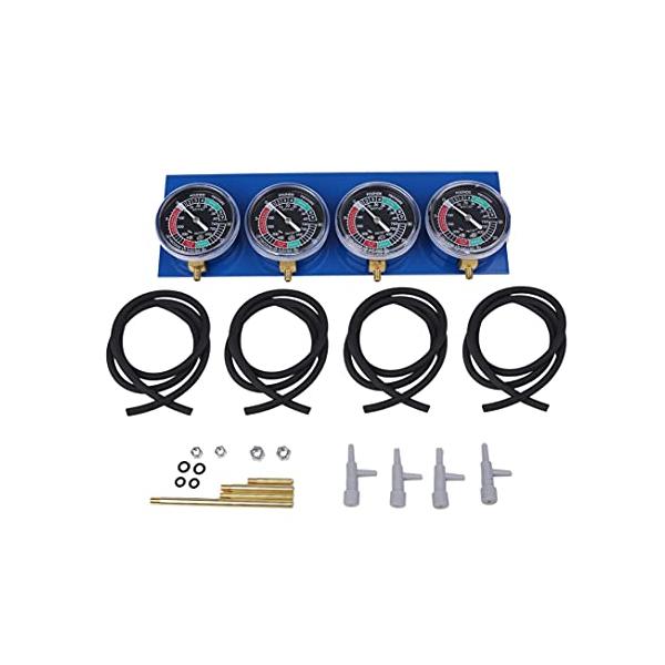 バイク 4連バキュームゲージ キャブレター同調の汎用品になります。適合車種 参考 ：CB CBX GT Z GSX 刀 CBR GS VFR FZR 等負圧測定範囲：0*760mmhg　正圧測定範囲：0*0.6kg/cm2　最小メモリ：25...