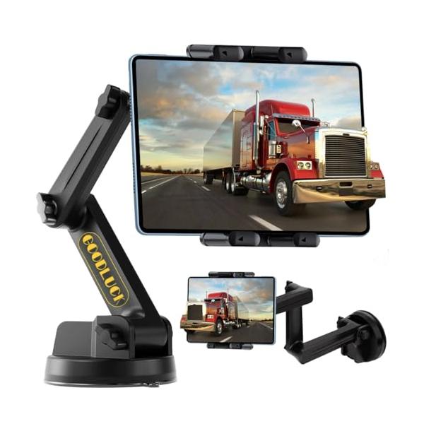 強力な真空吸盤固定 高品質な吸盤を採用し、非常に強力な吸着力でダッシュボードやフロントガラスにしっかりと固定。特に大型トラックやバンでの使用に最適で、凹凸のある道路でもデバイスを安全に保ちます。 超長アームデザイン このタブレットホルダーは...