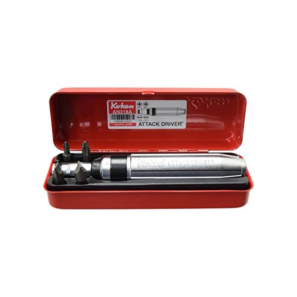 仕様:3/8(9.5mm)SQ. アタックドライバーセット 6ヶ組 AN318A/メタルケース付セット内容:計6ヶ組/メタルケースセット(W190*H59*T45mm)重量(g):1070DIY・工具・ガーデン:作業工具