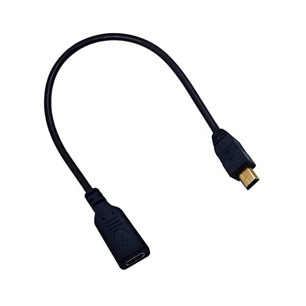 Type-Cメス*Mini-B 5Pinオス 充電とデータ伝送同期。 USB C(メス) から Mini USB オス 変換ケーブルはお手元のラップトップをデジタルカメラ、プラグアンドプレイ、お使いにもっと便利です。 Mini-Bオスなので...