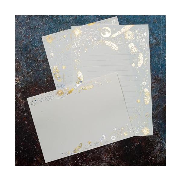 商品 ：ゴールドパーマシルバーホワイト羽根封筒レターセット 本体サイズ 便箋:W148*H212封筒:W175*H125mm 商品内容 ：便箋8枚 封筒5枚 仕様 ゴールドパーマシルバーホワイト羽根封筒レターセット，封筒はレトロなカラーやデ...