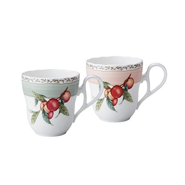 サイズ:口径約9cm・高さ約9.5cm・容量約375cc(満水)材質:ボーンチャイナシリーズ:オーチャードガーデン原産国:SRI LANKA内容:2個電子レンジ対応ホーム＆キッチン:食器・グラス・カトラリー:カップ・マグ・ソーサー:コーヒー...