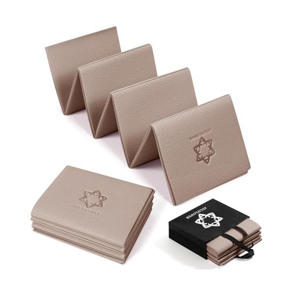 持ち運び＆収納が楽々 AULIFLOWERの折りたたみヨガマットは従来のロール状のトレーニングマットよりコンパクトになりますので、持ち運びなどの際にも便利です。お家にはもちろん、外でもヨガを楽しめます。AULIFLOWERヨガマットの折りた...