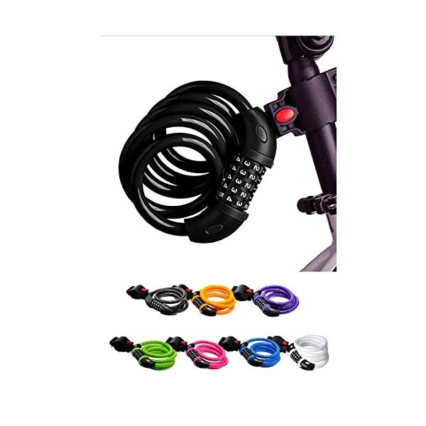 5桁ダイヤルロック 5桁の暗証番号を自分で設定。10万通りの組み合わせが可能だから、高セキュリティ。しかも、見やすい大きめダイヤルで暗い場所でも調整らくらく。専用ブラケット付き ワイヤーロックをスポークやハンドルに固定できるブラケットで紛失...