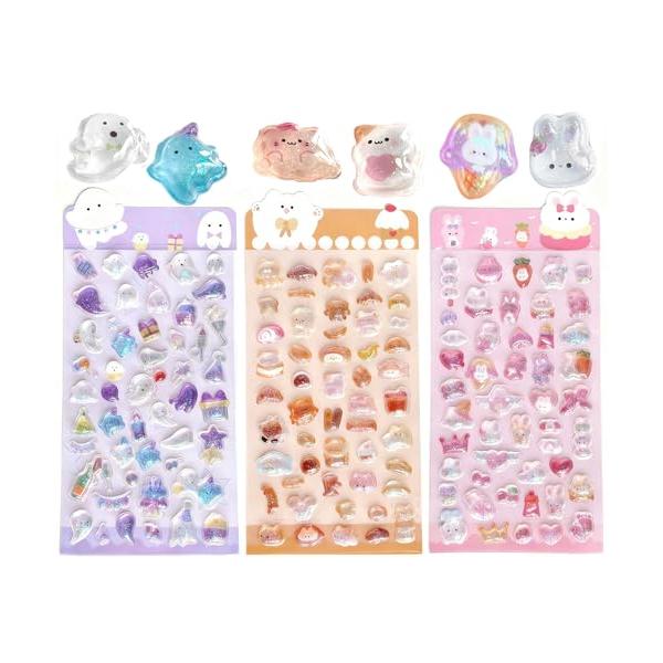 セット内容 キラキラ素材の立体シール3枚セット。デコレーションやDIYに最適なデザイン。 多目的使用 手帳、水筒、スマホケース、アルバムなど、様々なアイテムに使用可能な汎用性の高いシール。 デザイン 女の子向けの可愛らしいキラキラデザインで...