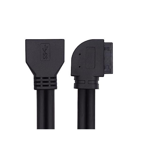 双方向データ転送を同時にサポートします。USB 2.0バージョンよりも最大5Gbpsの10倍高速。角度付きUSB 3.0 20ピン 19ピン オス-メス延長 5Gbpsケーブル 90度 マザーボードメインボード用20ピン/19ピンUSB3....