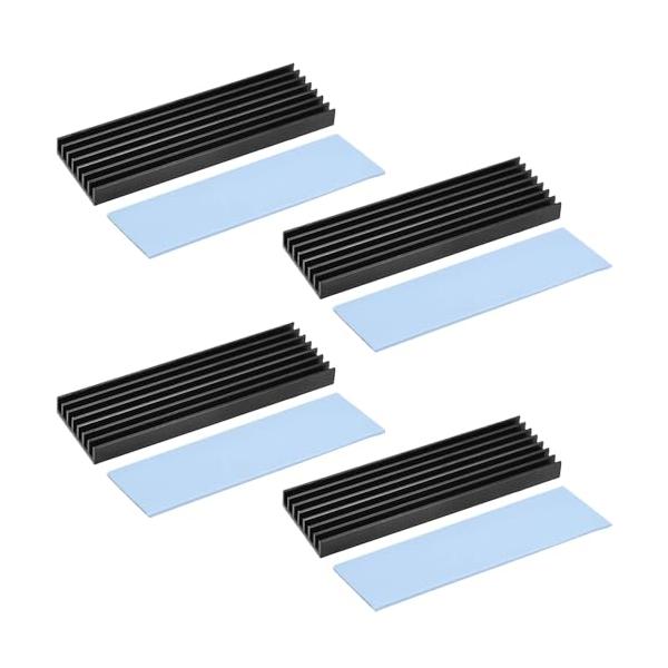 M.2SSDヒートシンクサイズ：70x22mm、サーマルテープ付き、 4個セット。取り付け簡単：付属の熱伝導シートをSSDチップのある部分に貼り付け、シリコンテープで固定します。熱伝導シートと組み合わせることで、効果的に放熱することができま...