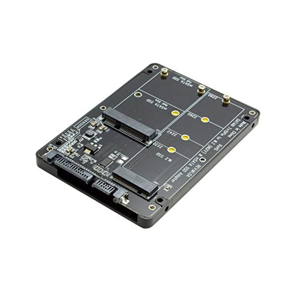 2イン1コンボ M.2 NGFF B-key &amp; mSATA SSD to SATA 3.0 アダプターコンバーターケースエンクロージャ。MSATAとNGFF SSDは同時に動作しません。アダプターはBキーまたはB/MキーソケットN...