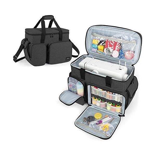 メイン室：広い収納スペースと両開きのジッパー開口部により、ほとんどの標準的なミシンの整理と取り出しが簡単です。 バッグのみ て収納マルチポケット：4つのメッシュポケットと１つの透明ポケットが備えた前ポケットにはミシン糸、はさみ、針、ボビン、...