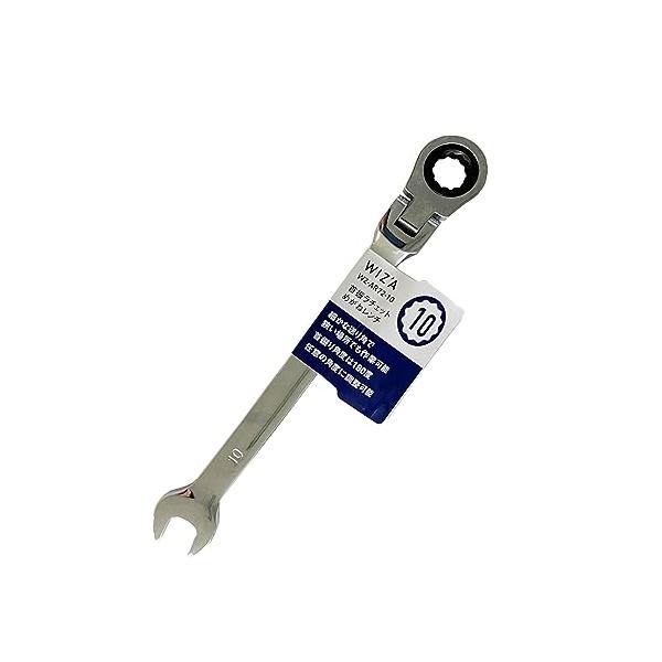 用途：ボルトやナットの付け外しにサイズ：10mm仕様：メガネレンチとスパナの両用ヘッド仕様：首振りラチェット仕様：細やかな送り角で狭い場所でも作業可能DIY・工具・ガーデン/作業工具/駆動工具/レンチ/ラチェットレンチ