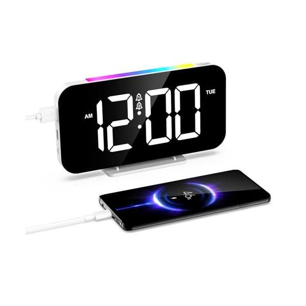 6インチ大画面、クリアで読みやすい 6インチ大画面 非ミラー 、時間、曜日を同じ画面に表示、12/24時間制変換。 操作が簡単 側面の6つのボタン SETボタン、*、-、アラーム1、アラーム2、明るさボタン 、上部の周囲光 スヌーズボタン ...