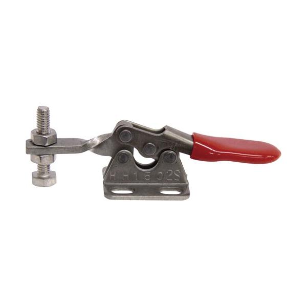 全長(mm):72付属ボルト径:M4*20(SUS)クランプアーム移動角度(*):95ハンドル操作角度(*):70製品刻印:HH150-2S締圧力(kN):0.27ステンレス製締圧力(kg):27下方押え型、ハンドル横型、SUS304、DL...