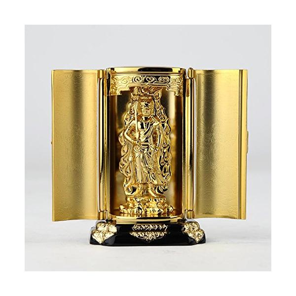 シリーズ：十二支の守護本尊 純金メッキ仕上げ 厨子入り　約10ｃｍ 小スペースでも仏像を祀れる厨子をお付けして本体サイズ：高さ9.7*幅6.5*奥行4.3cm 厨子 　重さ：400ｇ　 *仏像単体サイズ：高さ7.5*幅3.0*奥行1.6*身...