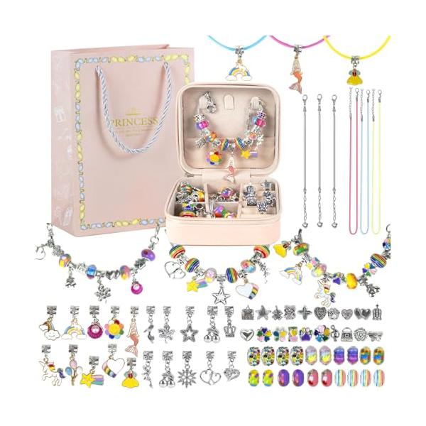 ビーズセット内容  手首と首にフィットするように調節可能な、オリジナルブレスレット 3 個とネックレス 3 個。マッチするアクセサリーには、ペンダント 20 個、カラフルなガラスビーズ 20 個、メタルビーズ 20 個が含まれます。お子様は...