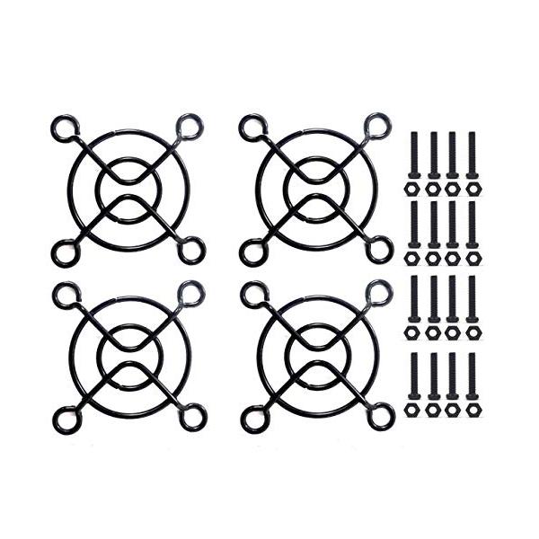 40mm ブラック フィンガーグリル 4個パックファン取り付けネジ(M3 18mm) * ナット付き。標準的な40mmの正方形ファンにフィットするように作られています。カラー:ブラック。3Dプリンターステッピングモーター、NEMA 17、T...