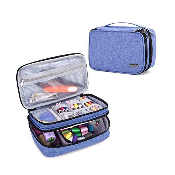 内寸 長さ22cm x 幅13cm x 高さ6cm 裁縫バッグのみの商品です。針や裁ちばさみ等、裁縫用具は含まれておりません。  素材 丈夫なナイロン製の裁縫バッグです。クッション材も入ります。 機能 ソーイングに必要な道具を収納できる二層...