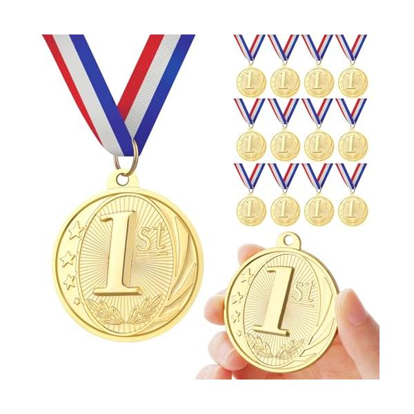 *商品仕様*: 金メダル*12枚　 サイズ(約) 直径：5.0cm　全長：45.5cm　 カラー ゴールド*高品質*: 金メダルは高品質の亜鉛合金素材を使用して作られており、大切な記念品として耐久性と寿命が保証されています。*多用途*：運動...
