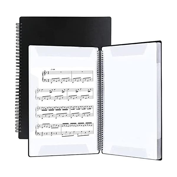 高品質素材 高強度のPP材質を採用し、防水性および耐久性に優れて、長時間の利用ができます。 商品仕様 パッケージ内容：本体1冊、サイズ：縦34cm、横24cm、対応楽譜サイズ：A4、最大収納枚数：40枚、カラー：黒 直接書き込みOK 上下の...