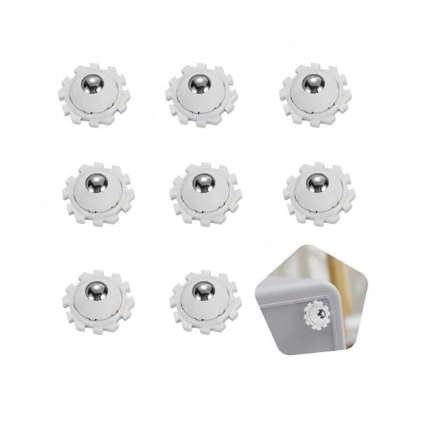 1.粘着台紙付き8個セット スチールボールタイプ 2.移動用キャスター、360*回転可能、連結して複数使用可能、単体でも使用可能。 サイズ28x28mm、厚さ約12.5mm、両面粘着シート付き。 1パック8個入りで、基本的なニーズを満たすこ...