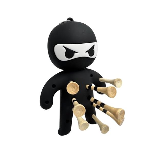 * 忍者デザイン：ユニークな忍者モチーフが目を引き、ゴルフ仲間との話題づくりにも最適。 * 最大13本収納：コンパクトなのに13本ものゴルフティーをまとめて持ち運べます。ティーは付属しません。 * シリコン素材：柔軟性と耐久性に優れたシリコ...