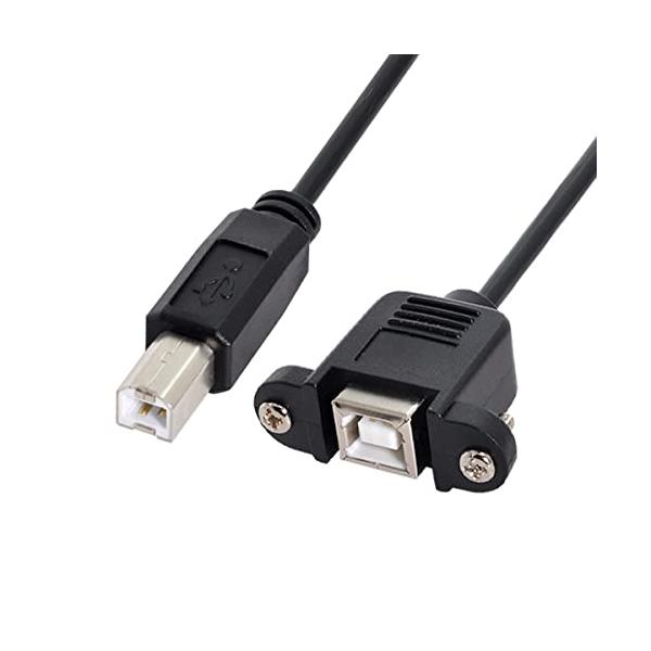 CY USB Type-B オス-メス延長ケーブル 50cm ストレートタイプ ネジ付き パネルマウント プリンタースキャナーディスク用USB 2.0プリンターケーブルは480Mbpsの高速を提供し、標準2.0コネクタは優れた電気伝導率を提...