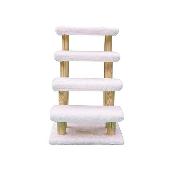 1.アメリカから輸入されたパイン材、ホルムアルデヒドや悪臭がない、より丈夫で丈夫、取り外し可能なカーペットで覆われており、掃除が簡単。2.サイズ：L 40 x W 61 x H 62cm;3.二重使用：ペットがジャンプすることなく高いベッド...