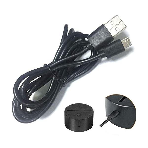 3D LEDランプ充電ケーブルマイクロUSBオス-USB Aオス黒色*3フィート 1メートル 3D LEDナイトライトランプベースのコネクタパソコン・周辺機器:PCアクセサリ・サプライ:ケーブル・アクセサリ:ケーブル:USBケーブル