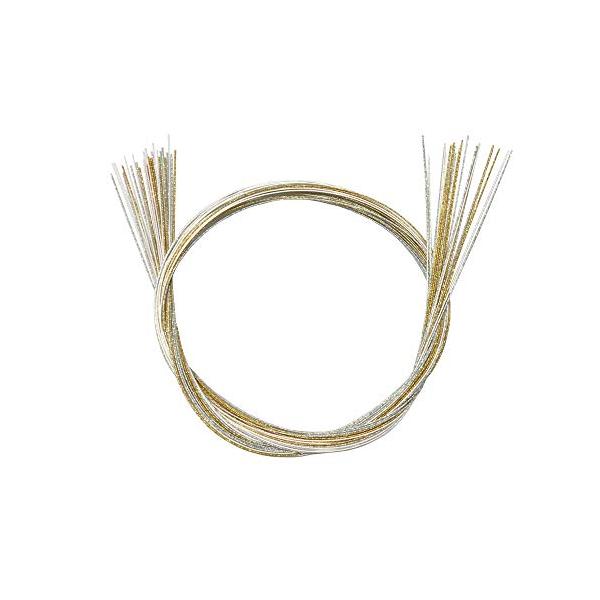 金／銀／白 各１０本　 計３０本　長さ：約９０cm素材：和紙・プラスチック　 日本製 紙を紙縒り状にした「芯」に糸とプラスチックフィルムを混ぜ合わせた「紙縒り」を巻いた水引ですキラキラと光沢があり、華やかな場を演出したいときに向いています文...