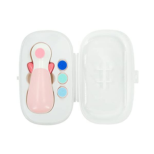 赤ちゃんの爪を優しくケアする電動爪やすりです。大人も使用OK 速度2段階切り替え可能必要以上の力がかかるとやすりの回転が止まる安全仕様月齢に合わせて使える4種類のネイルファイルと収納ケース付属(電池別売)静音設計で寝ている時も使えます(約3...