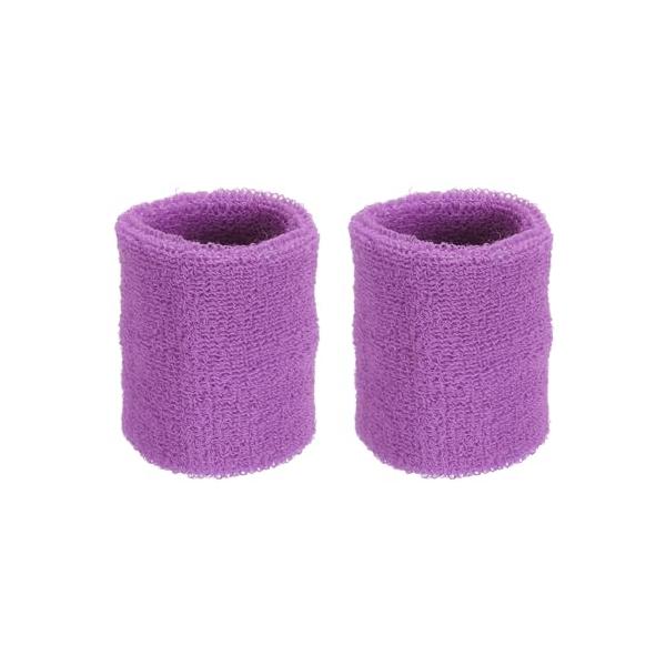 カラー: ライトパープル; リストスウェットバンドのサイズ: 8 x 10 cm/ 3.15 x 4 インチ (縦 x 横); パッケージ内容: リストスウェットバンド 2個セット特徴: 柔らかいコッ トンテリークロス生地で作られており、通...