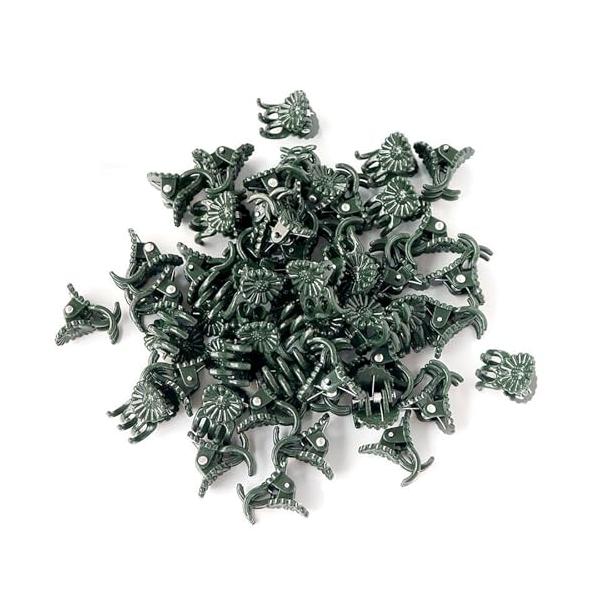 商品内容 100個セット、サイズ：2.2*1cm、カラー：グリーン。 高品質素材 良質なプラスチック製で、軽量かつ耐久性があり、長期間使用しても変形せず、繰り返し使用可能。植物をしっかりサポートします。 植物保護 植物をしっかり支え、茎を傷...