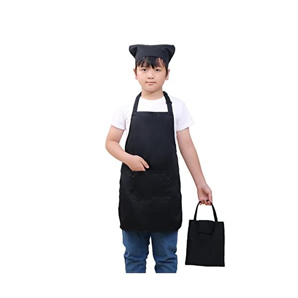 3点セット&amp;撥水加工済 子ども用エプロンセットにはエプロン、三角巾、収納袋が含まれています。各商品はシワになりにくい素材でできており、撥水加工済です。  ゴム付き三角巾デザイン 三角巾はゴム付きタイプで、装着が簡単で、ずれにくいです...