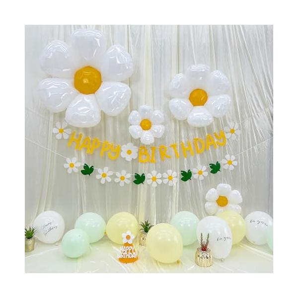 セット内容 (1)フェルト布ガーランド*2 (2)デイジーバルーン *4 (3)ゴム風船*12  HAPPY BIRTHDAY * 2、TO YOU * 2、うすい黄色* 4、淡緑色* 4 (4)三角帽子*1 (5)リボンひも  10m  ...