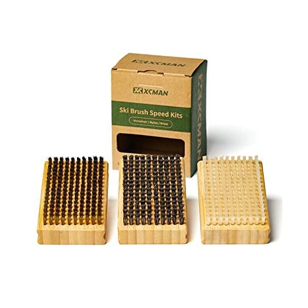 XCMAN スキー スノーボード ワックスがけブラシ スピード キット - ナイロン/真鍮/馬毛 3 パックスポーツ&amp;アウトドア/スキー/チューニング工具・キット