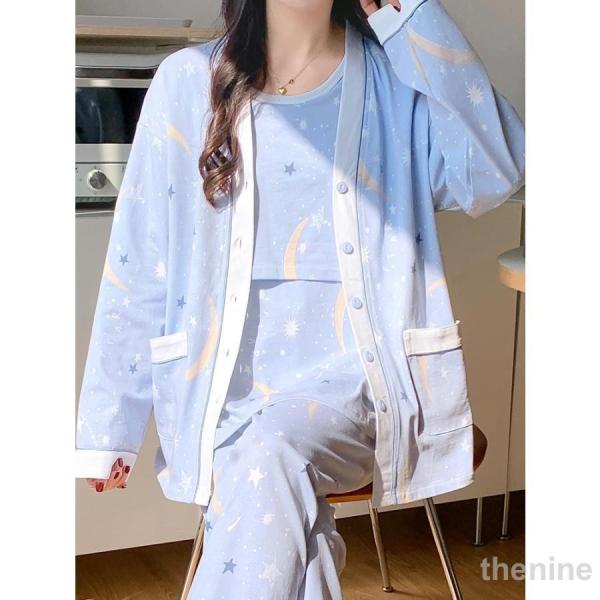 マタニティーパジャマ 授乳服 春夏秋冬 長袖 マタニティーパジャマ 綿100% 大きいサイズ パッド付き取り抜け可能 3点セット 授乳口付き ルームウェア 部屋着素材：綿100％サイズ：画像参照