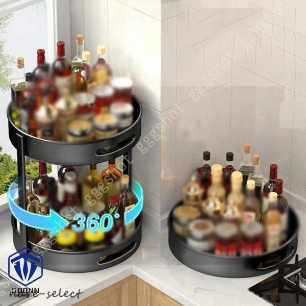 商品の説明Aサイズ（層）：25× 5cm、Bサイズ（2層）：31×25cm製品の形状は寸法図によって表示される形状と同じである素材：炭素鋼色：ホワイト/ブラック/グリーンターン式形回転トレー普通の調味料収納と比べてこの調味料トレーのも素晴ら...