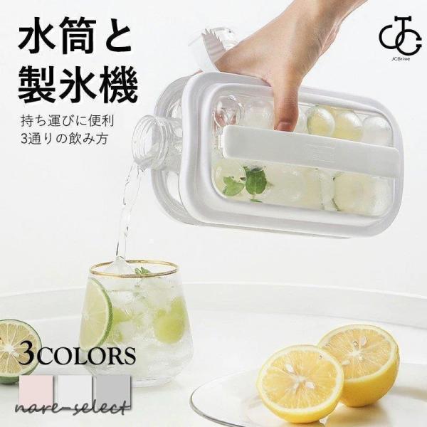 新感覚の製氷機 水筒としても使える！名称：水筒式製氷機 材質：TRITAN サイズ：縦27&amp;amp;#44;3cm横11.4cm 厚さ小5.8cm 大11.4cm カラー：ピンク、ホワイト、グレー