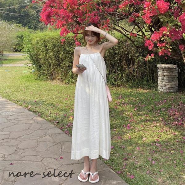 シンプルな白のキャミワンピ。ルーズウエストでマタニティにも着用いただけます。ビーチやリゾートなどにさっと着れて便利なアイテムです◎【カラー】ホワイト【サイズ】[S]着丈：118cm／バスト：82cm[M]着丈：119cm／バスト：86cm[...