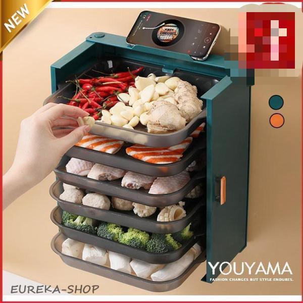 商品名キッチン収納 壁掛け式 折り畳み 多機能 収納 収納ボックス pp素材 食器ラック 調味料ラック 食材ラック ラックディッシュ 野菜 肉 キッチン用具 引き出し 実寸:28cm*32cm*21.5cmカラー：グリーン/オレンジ/グリー...