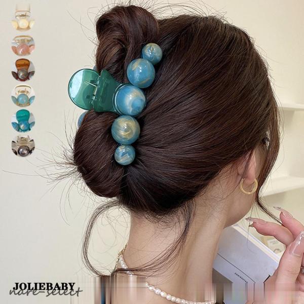 素材：合成樹脂+合金カラー：ミルキーホワイト/ブルー/シルバーブラック/ピンク流砂/ブルー流砂/グレー流砂サイズ幅約4cm*長さ約10cm生産国：中国ヘアアクセサリー大人女性 まとめ髪 お洒落 オフィス雑貨 髪飾り 結婚式 演奏会 可愛い ...
