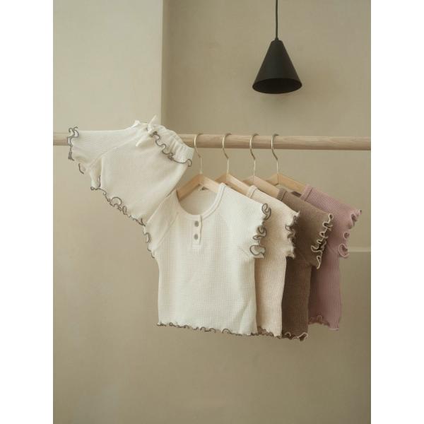 ベビー服 セットアップ 子供服 子ども服 女の子 ベビー キッズ 春 夏 シンプル ワッフル フリル 半袖 夏服 春服 おしゃれ 可愛い かわいい 保育園 幼稚園 70 80 90 100 出産祝い キッズ服 安い 韓国