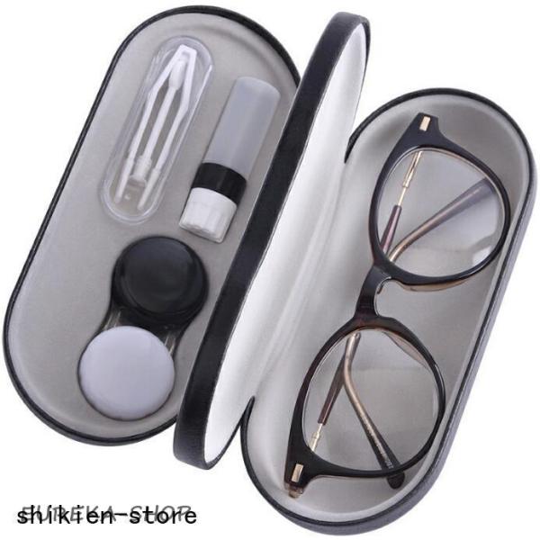 メガネや老眼鏡、サングラスも収納できる、ミラー付きケース、レンズボックス、ケア液ボトル、クリップ、吸盤が入ったソフト用のコンタクトケース、カラーコンタクトレンズケースとなります。これひとつで外出用、旅行用にも重宝します。