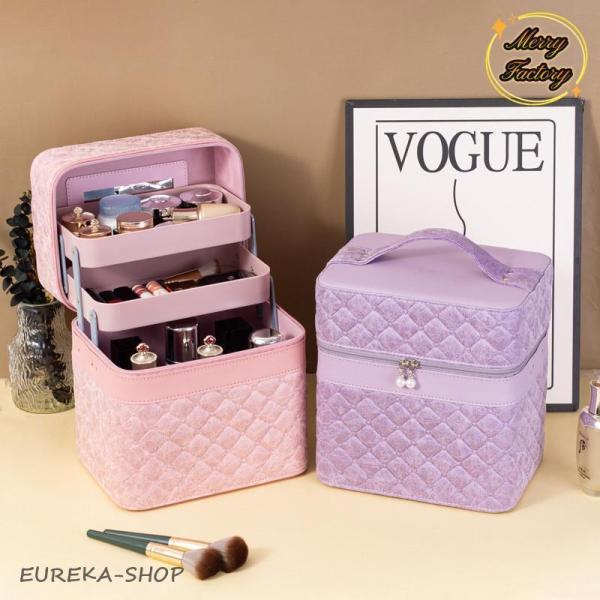 カラー：画像参考までサイズ：長さ26.5cm*マチ18cm*高さ26.5cm素材:PU 防水メイクボックス 鏡付き 大容量 コスメボックス化粧台 バニティケース コスメ ギフト 軽量　ソフトタイプ コスメボックス メークボックス かわいい ...