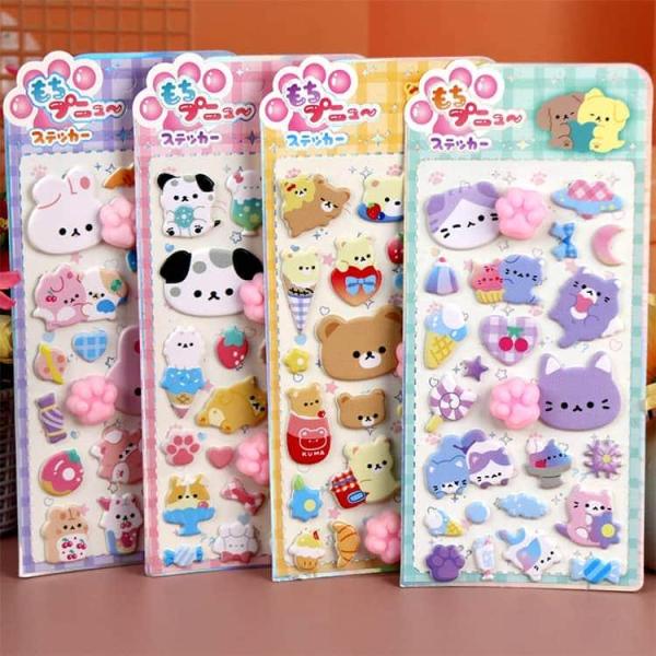 【3Dぷにぷに立体デザイン】 ふんわり膨らむ肉球が特徴の3Dシール。柔らかく弾力のある質感で、押すとぷにっと癒されます。ウサギ?クマ?ネコなど可愛い動物モチーフで、手帳やスマホを華やかに演出します。【ふわふわマシュマロ質感】 マシュマロのよ...