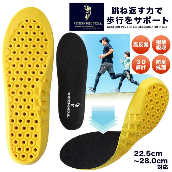 Western POLOから整体師監修の足が軽くなるインソール登場インソール 中敷き 衝撃吸収 痛くない 疲れにくい 男女兼用幅広いサイズ展開靴の中を快適にするインソールです。3D立体設計で足の裏にフィットし、歩行時の衝撃を予防します表面は...