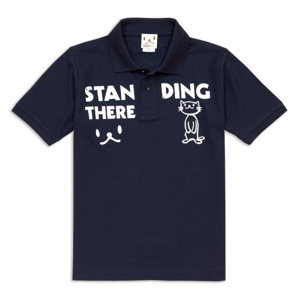 ポロシャツ メンズ レディース 半袖 猫 STANDING THERE - ネイビー ネコ ねこ 猫柄 雑貨 SCOPY スコーピー猫好きのねこ好きによるネコ好きのための猫雑貨・猫グッズ猫の可愛い立ち姿をデザイン、立つ猫にメロメロになっちゃ...