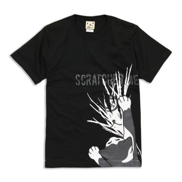 Tシャツ メンズ レディース 半袖 猫 SCRATCHED - ブラック ネコ ねこ 猫柄 雑貨 SCOPY スコーピー「私の体をスクラッチカードのように激しく引っ掻く猫」をデザイン。そんなに引っ掻いても当たりは出ませんよ。【商品カテゴリ】...