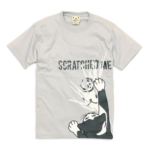 Tシャツ メンズ レディース 半袖 猫 SCRATCHED - シルバーグレー ネコ ねこ 猫柄 雑貨 SCOPY スコーピー「私の体をスクラッチカードのように激しく引っ掻く猫」をデザイン。そんなに引っ掻いても当たりは出ませんよ。【商品カテ...