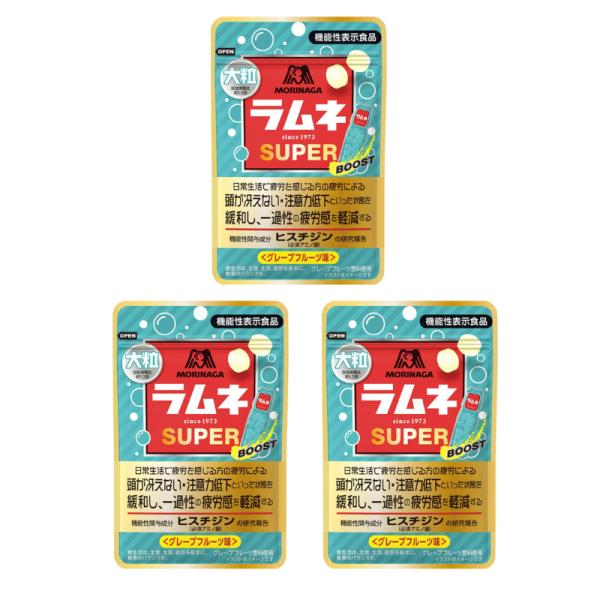 頑張るあなたを応援する「大粒ラムネSUPER」更なる高みを目指す学生・社会人の「もっと頑張りたい時」を応援する、機能性表示食品の大粒ラムネです。脳や体のエネルギー源となるぶどう糖を80%配合。さらにアミノ酸の一種であるヒスチジンをプラスし、...